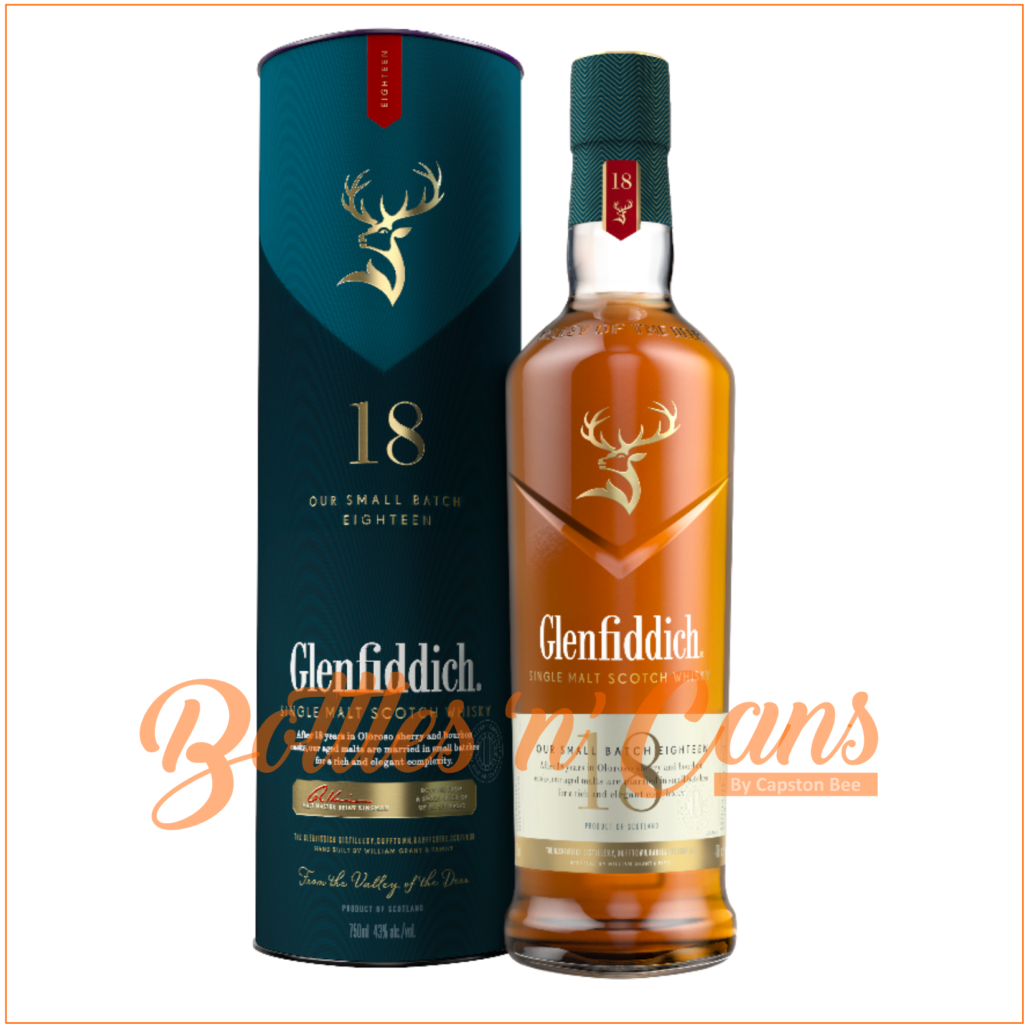 Glenfiddich 18 Year Old Single Malt Scotch Whisky – 70cl – Bottles'n'cans